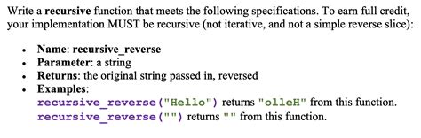 Solved Write A Recursive Function That Meets The Following Chegg Com
