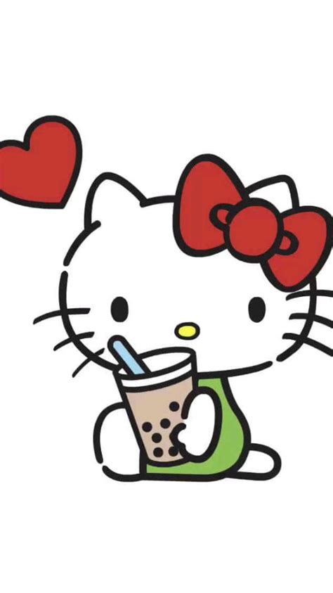 Hello Kitty Cute Drinking Boba 🧋 Hello Kitty Hello Kitty Art Sanrio