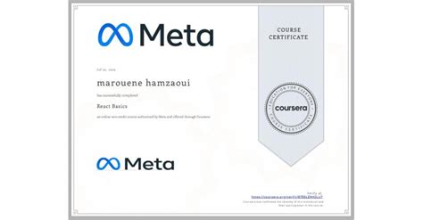 Completion Certificate For React Basics Marouen Hamzaoui