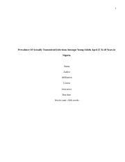 AS Research Proposal Edited Docx Prevalence Of Sexually Transmitted Infections Amongst