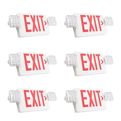 Red Exit Sign With Emergency Lights Two Adjustable Square Heads LED Emergency Exit Light With