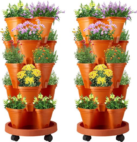 Umigy 2 Set 5 Tier Stackable Planters Vertical Garden