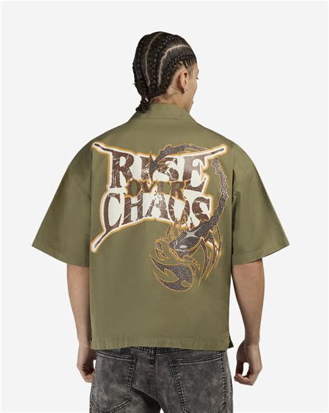 Shop Smoke Rise Rise Over Chaos Woven Shirt Wh26s429snz Grn Green