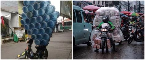 Potret Lucu Tumpukan Barang Dibawa Pakai Motor Ngeri Banget
