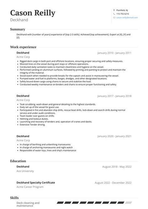 5 Deckhand Resume Examples That Land Jobs