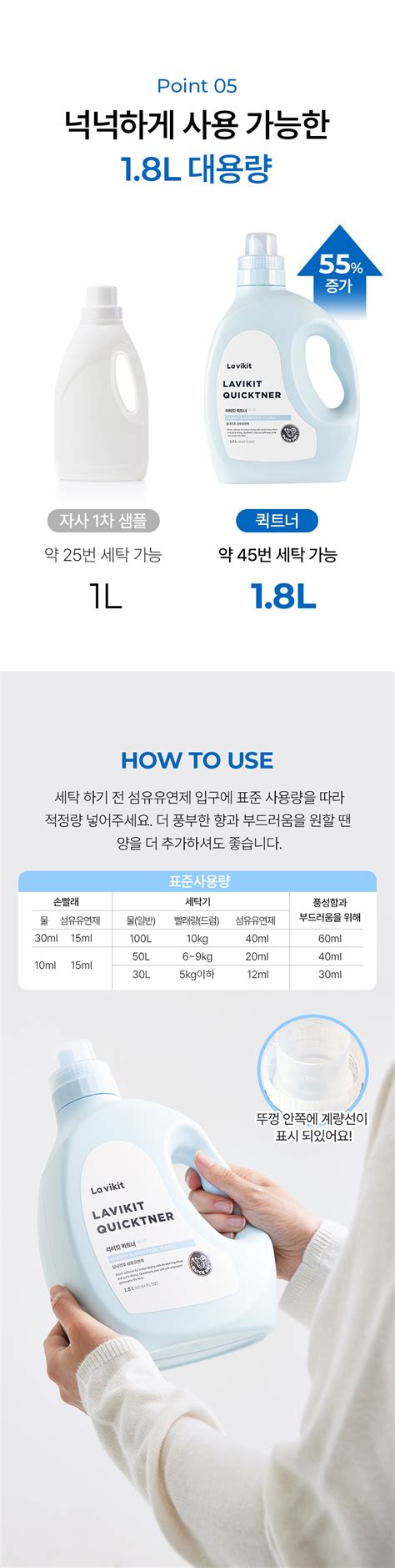 라비킷 퀵트너 실내건조 초고농축 섬유유연제 1 5배 퀵드라이 빨래 쉰내제거 꿉꿉함 제거 1 8l La Vikit