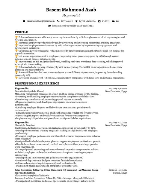 Basem Mahmoud Azab Flowcv Resume 20250318 Basem Azab Pdf Human Resources Employment