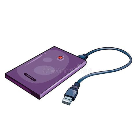 Purple External Hard Drive With Usb Cable Connected To It Stock Vector