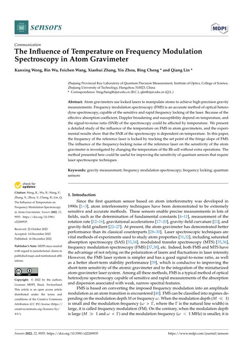 Pdf The Influence Of Temperature On Frequency Modulation Spectroscopy