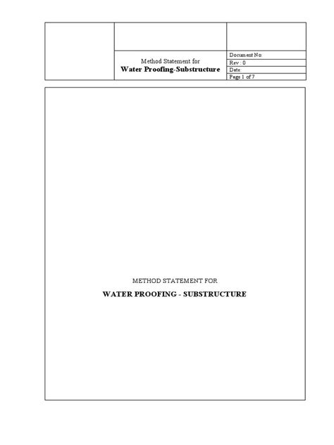 Method Statement For Water Proofing Substructure Pdf Personal Protective Equipment