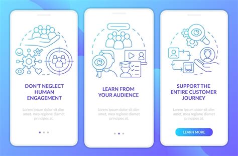 Premium Vector People First Mindset Blue Gradient Onboarding Mobile App Screen