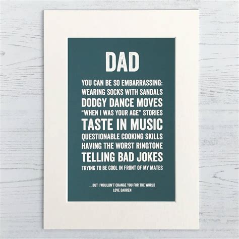 Embarrassing Dad Personalised Print By Cloud Design Notonthehighstreet Com