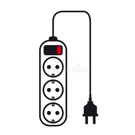 Extension Lead 3 Way Power Strip With Switch On A White Background