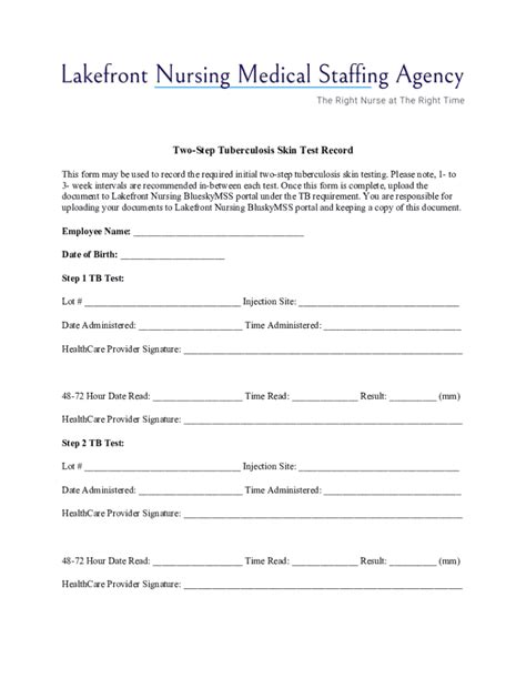 Fillable Online 2 Step Tb Test Form Fax Email Print Pdffiller