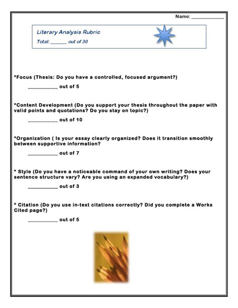 Literary Analysis Rubric Pdf