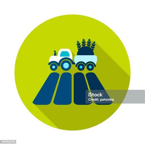 รถแทรกเตอร์บนสนามไอคอนแบน ภาพประกอบสต็อก ดาวน์โหลดรูปภาพตอนนี้ กลางแจ้ง การตั้งค่า การ