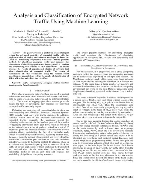 Analysis And Classification Of Encrypted Network Traffic Using Machine