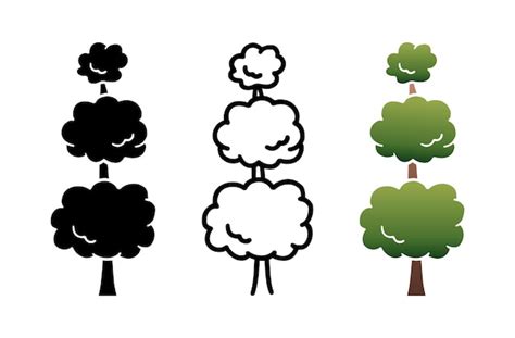 나무 만화 도들 터 일러스트레이션 세트 프리미엄 벡터