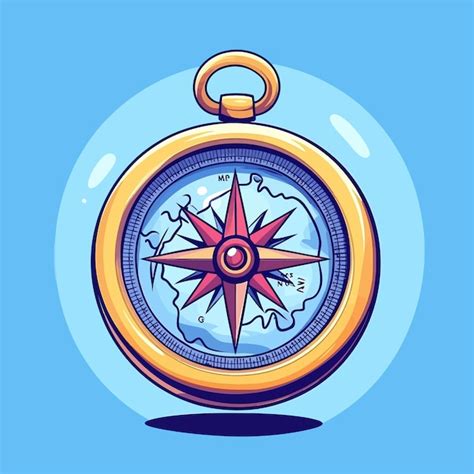 Adorable Cartoon Compass With Map Illustration Vector Illustration Premium Ai Generated Vector