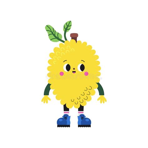 Cute Cartoon Jackfruit Illustration On A White Background Stock