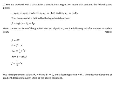 solved you are provided with a dataset for a simple linear