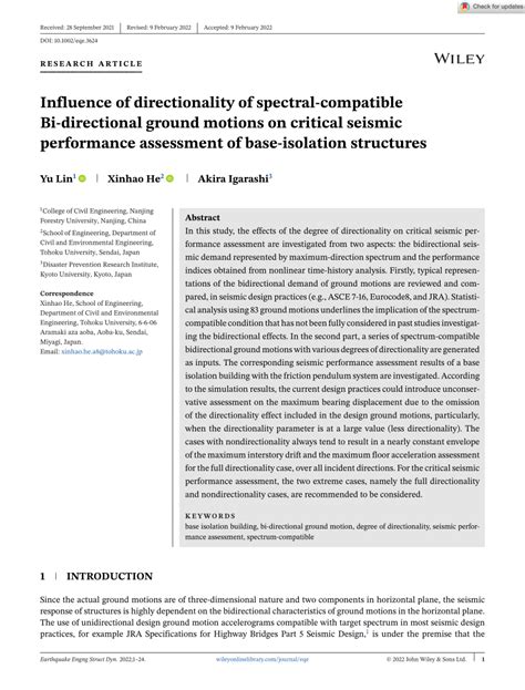 Pdf Influence Of Directionality Of Spectral‐compatible Bi‐directional Ground Motions On