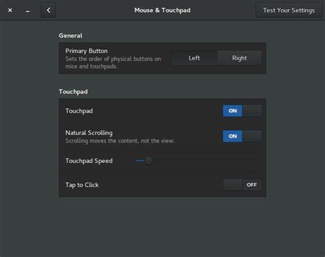 touchpad settings