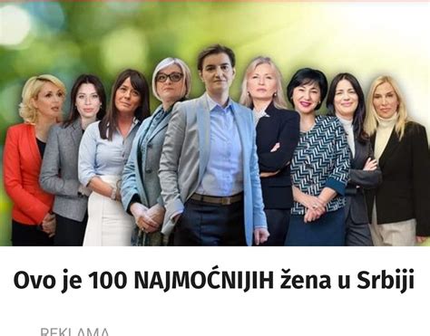 100 Најмоћнијих жена у Србији На првом месту Ана Брнабић Јаргованка Табаковић на другом месту