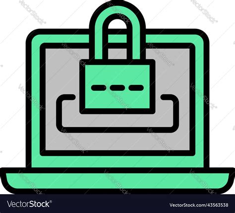Lock Laptop Icon Outline Fraud Dos Royalty Free Vector Image