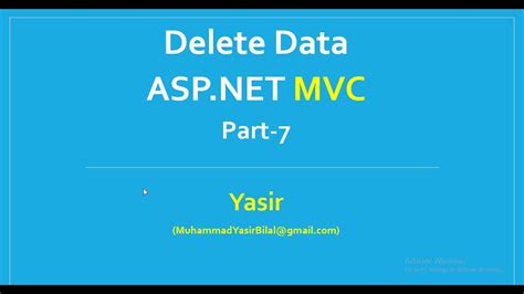 Part Delete Database Record Using Asp Net Mvc YouTube