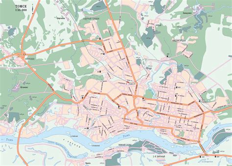 Подробные карты Томска Детальные печатные карты Томска высокого