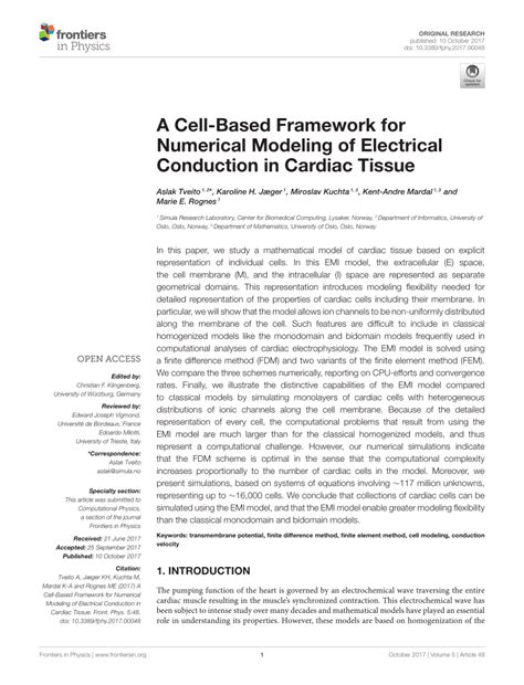Pdf A Cell Based Framework For Numerical Modeling Of Electrical Conduction In Cardiac Tissue