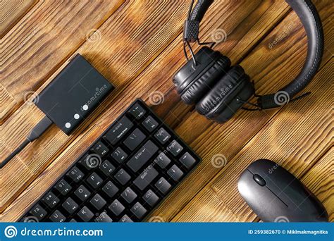 Compact Black Gaming Computer Keyboard Headphones External Ssd And