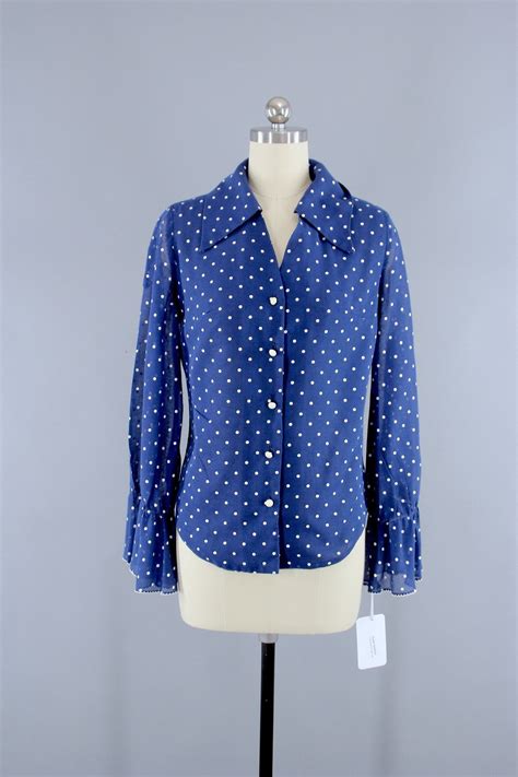 Navy Blue Polka Dot Blouse