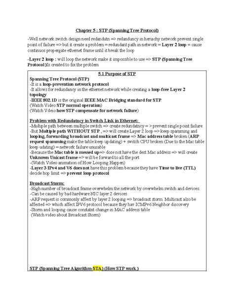 Chapter 5 Stp Spanning Tree Protocol Chapter 5 Stp Spanning Tree