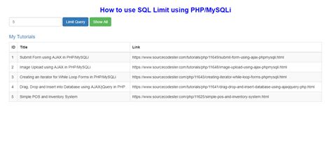 How To Use Sql Limit To Limit Results In Php Mysqli Campcodes