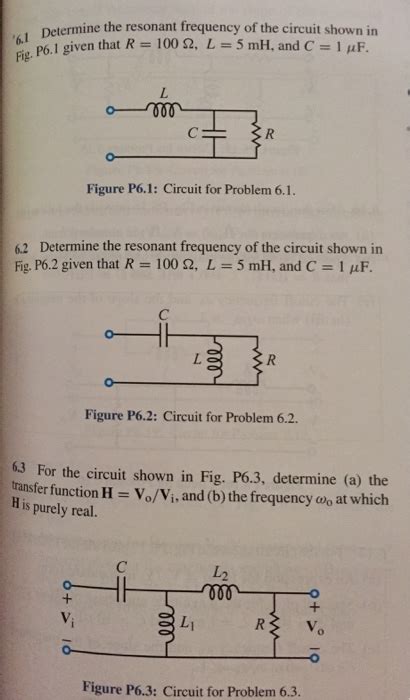 solved determine the resonant frequency of the circuit shown