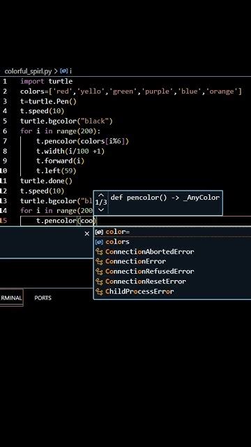 Colorful Spiral Design Using Python Turtle🐢 Status Viral Coding Python Shorts Youtube