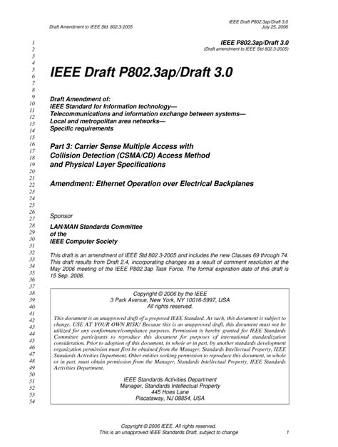 P802 3ap D3 0 Pdf Ieee Draft Revision Of Ieee Standard For Information Technology