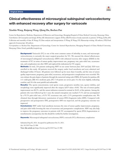Pdf Clinical Effectiveness Of Microsurgical Subinguinal