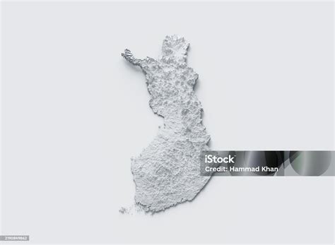 핀란드지도 회색과 흰색 음영 처리 된 구호 질감지도 흰색 배경 3d 일러스트 레이 션 0명에 대한 스톡 사진 및 기타 이미지 0명 3차원 형태 공중 뷰 Istock