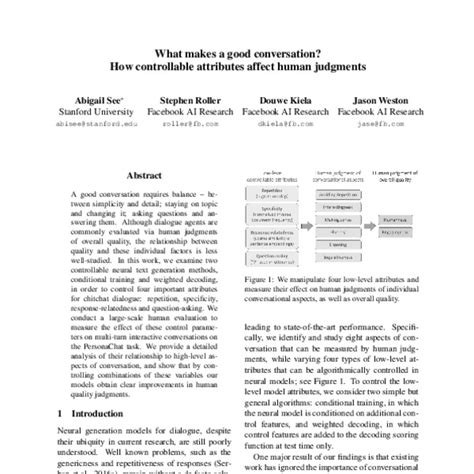what makes a good conversation how controllable attributes affect