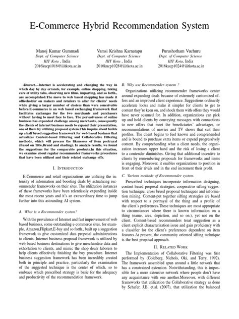 E Commerce Hybrid Recommendation System Pdf Applied Mathematics