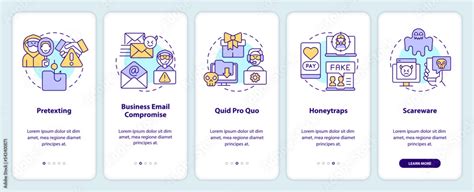 Vektorová Grafika „types Of Cyberattacks Onboarding Mobile App Screen