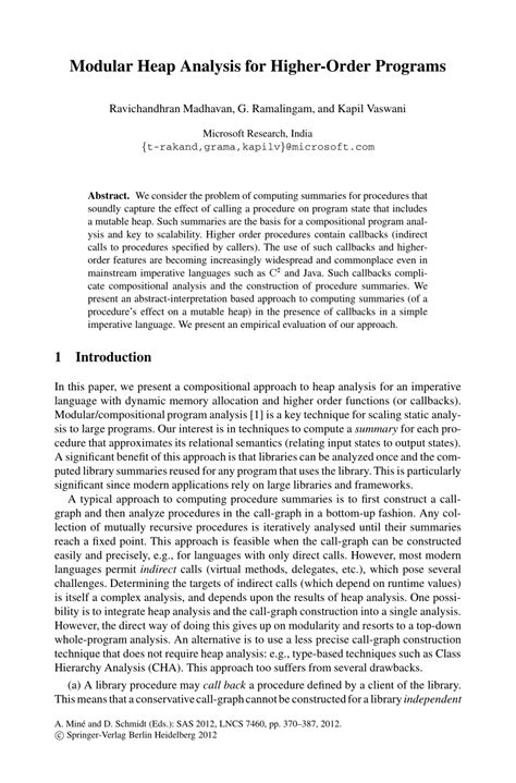 Pdf Modular Heap Analysis For Higher Order Programs