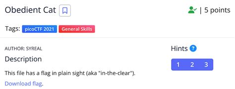 Picoctf — Obedient Cat 章魚 Medium