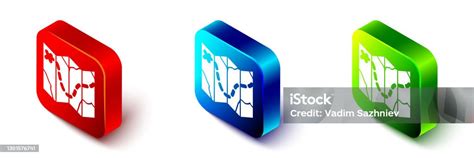 흰색 배경에 격리 된 등색 골프 코스 레이아웃 아이콘 빨간색 파란색 및 녹색 사각형 버튼 벡터 가루로 빻은에 대한 스톡 벡터 아트 및 기타 이미지 Istock