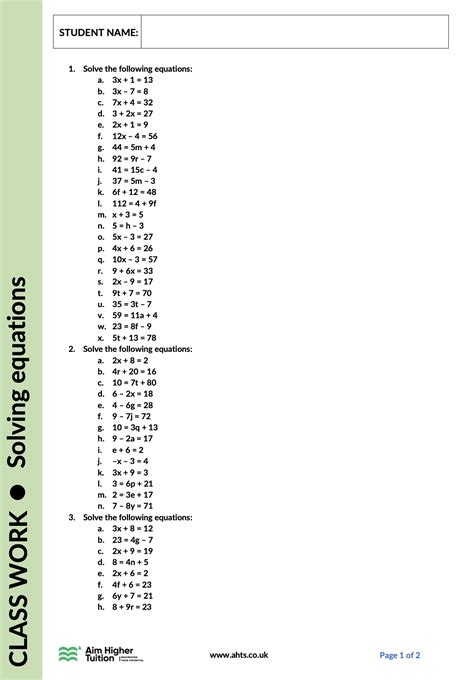 Solving Equations Algebra KS3 Teaching Resources