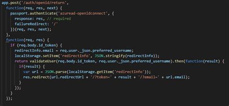 Javascript Passport Azure Ad In Node Donot Redirect To Microsoft