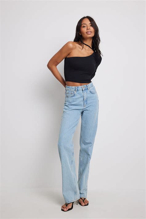 One Shoulder Choker Top Black Na